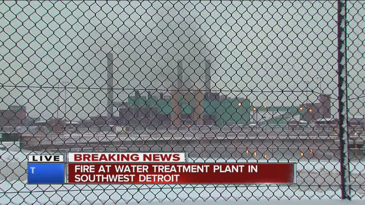 Crews battling fire at Detroit Wastewater Treatment Plant - YouTube