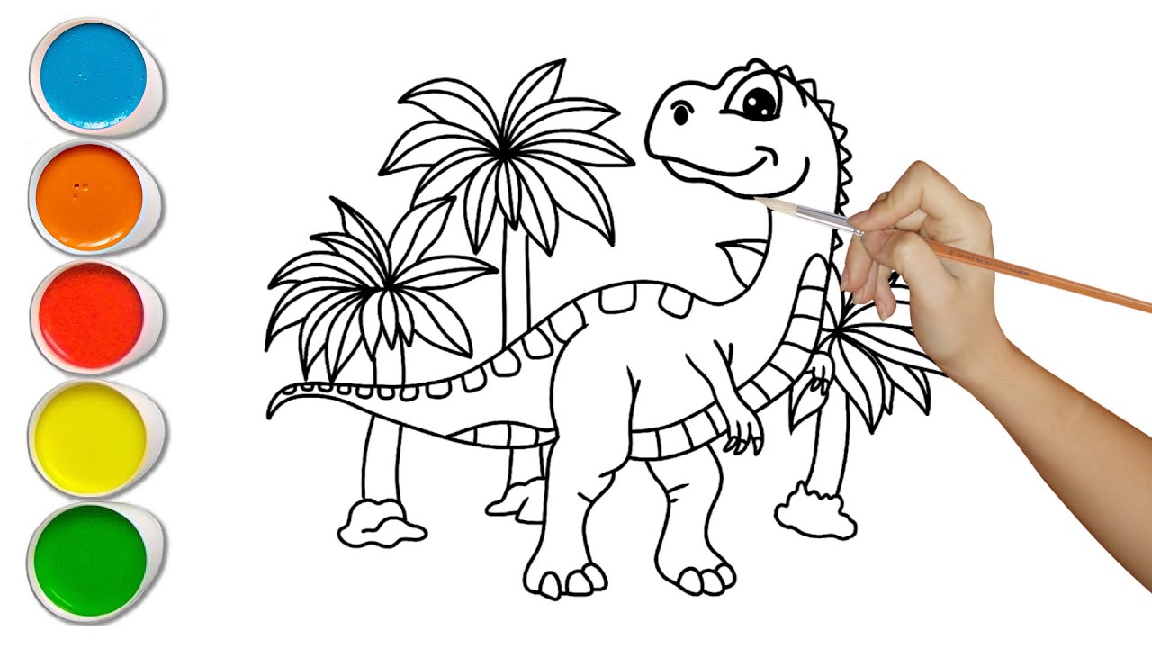 Cara Menggambar dan Mewarnai Dinosaurus T-rex untuk Anak anak - YouTube