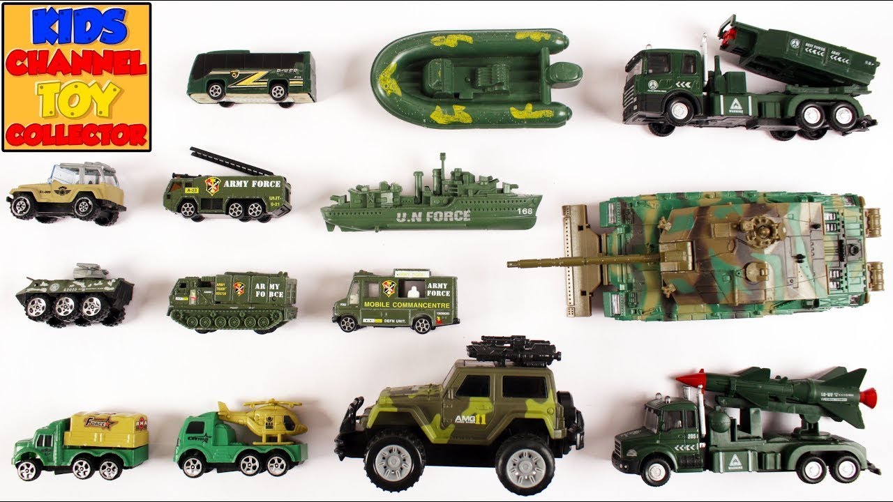 Learn Names & Sounds of Army Vehicles for Kids + More Toy Videos - YouTube