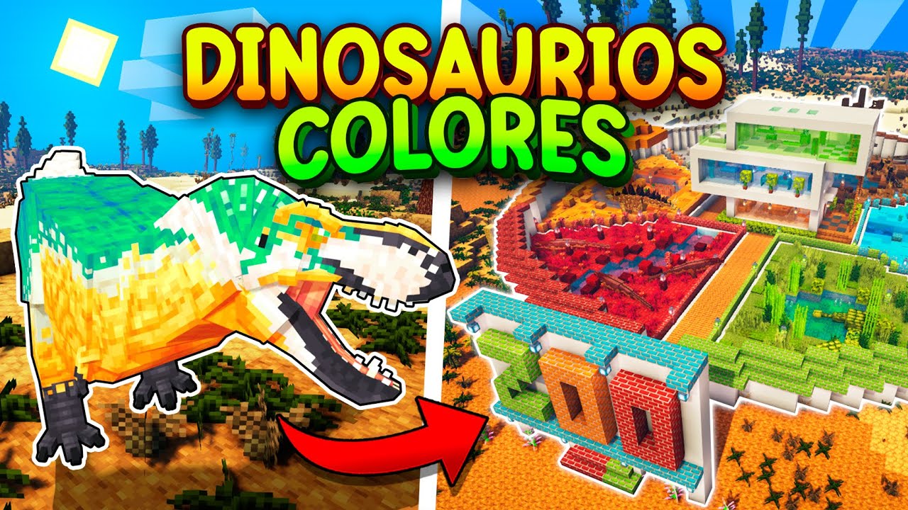 Construí un ZOOLÓGICO con DINOSAURIOS de COLORES en Minecraft 🦖🦕 - YouTube