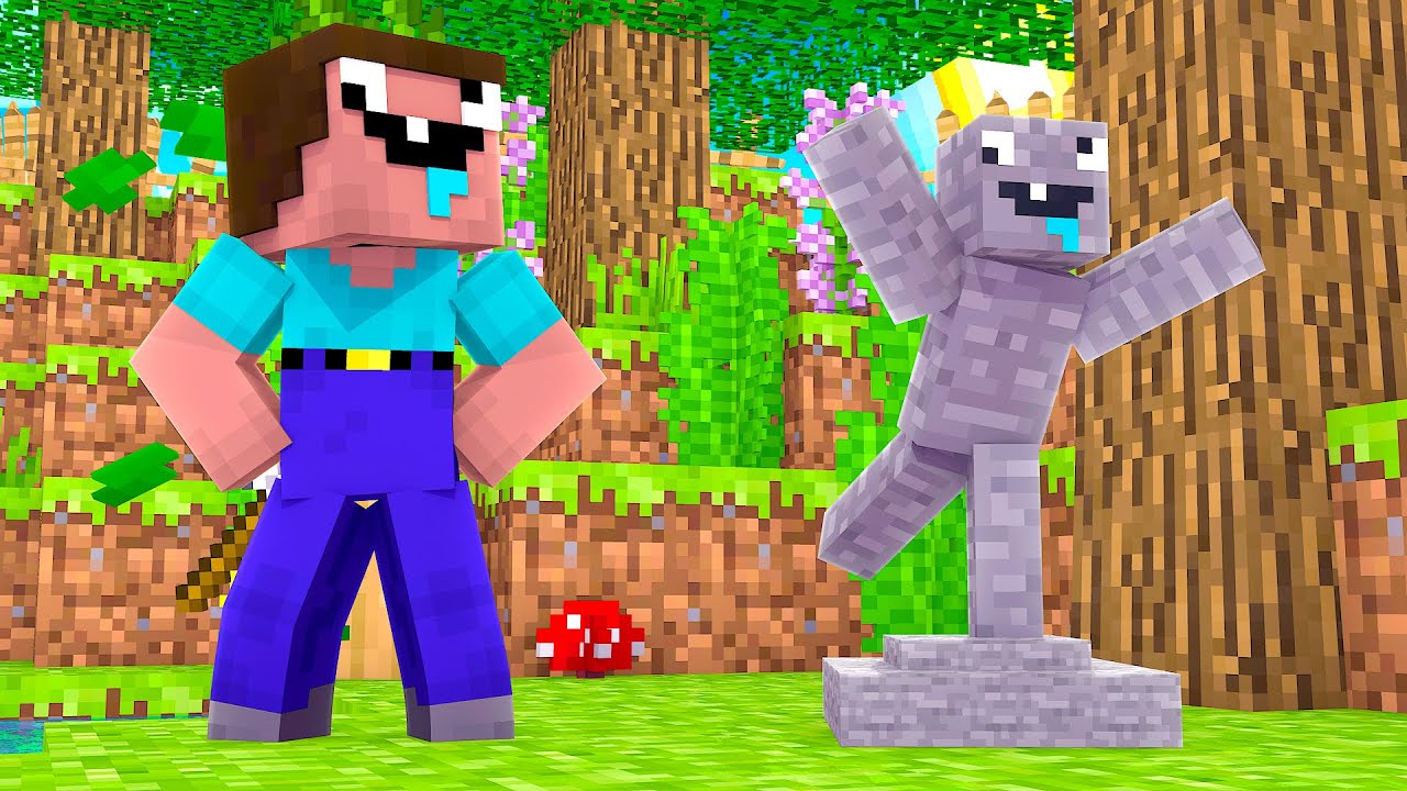 NOOB Maakt Een NOOB STANDBEELD in Minecraft Survival - YouTube