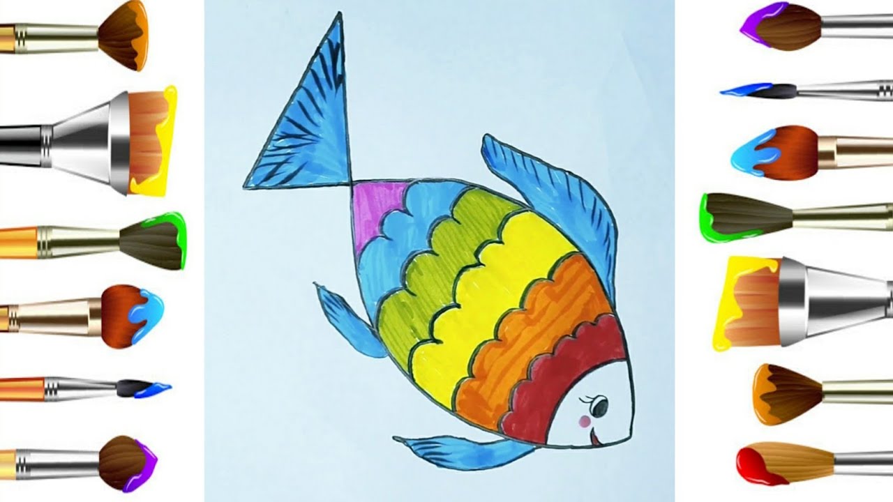 How to draw Fish using number 4 || Easy Fish Drawing || 4 se Fish ...
