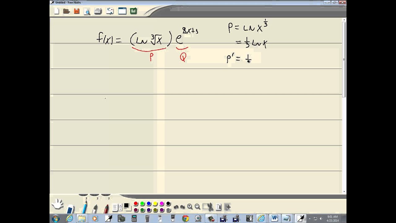 Business Calculus - Exp and Ln Derivatives Test - Problem 9 - YouTube