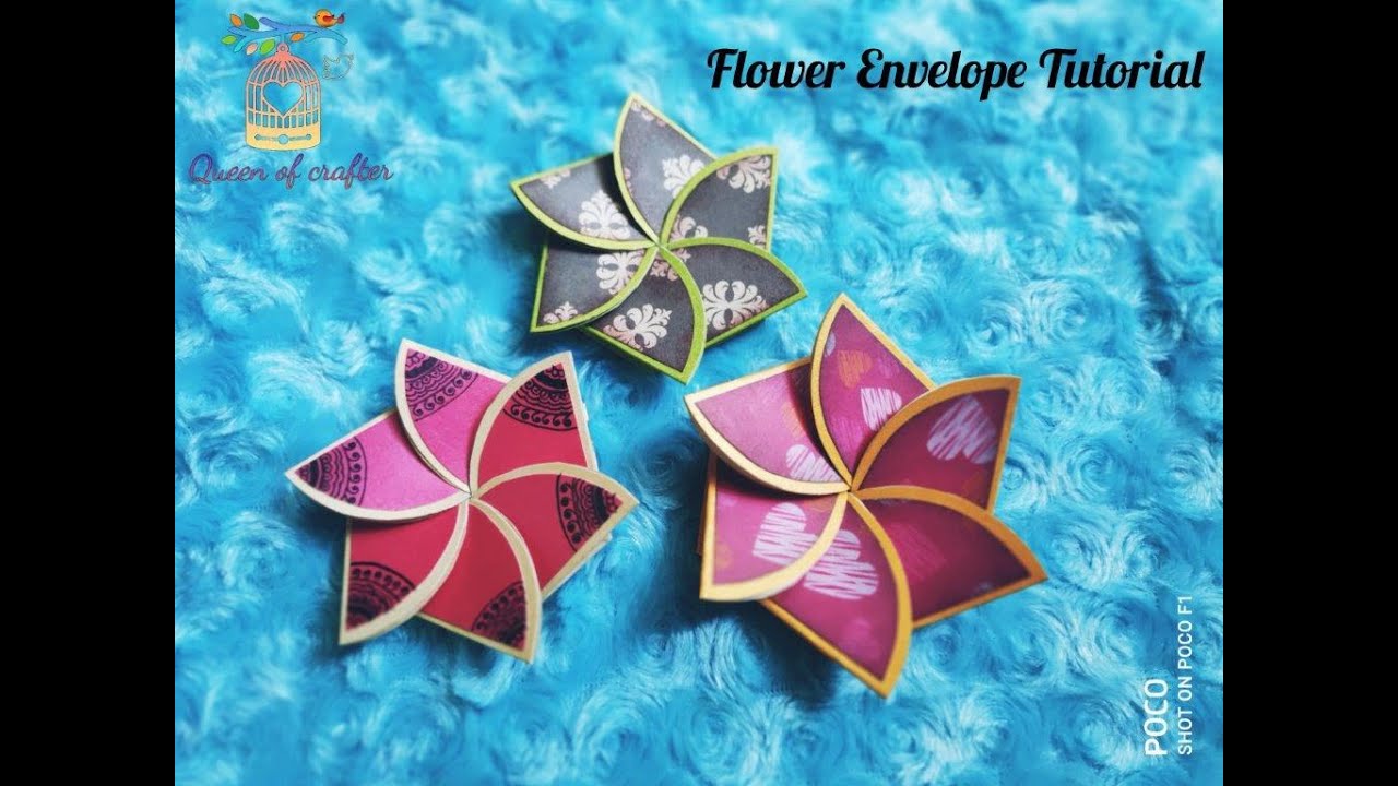 6) DIY Flower Envelope Card/Small Card for scrapbook/Handmade Flower ...
