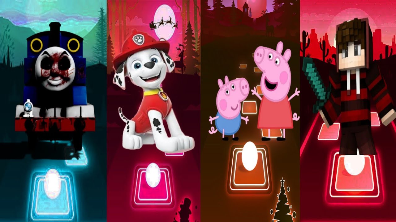 Thomas Exe- Paw patrol- Peppa pig- minecraft tiles Hop EDM rush #thomas ...