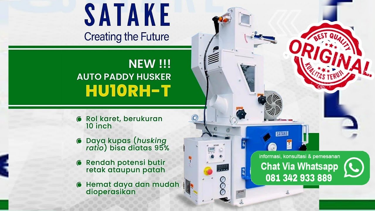 SATAKE ~ PECAH KULIT ‼️ AUTO PADDY HUSKER HU10RH-T - YouTube