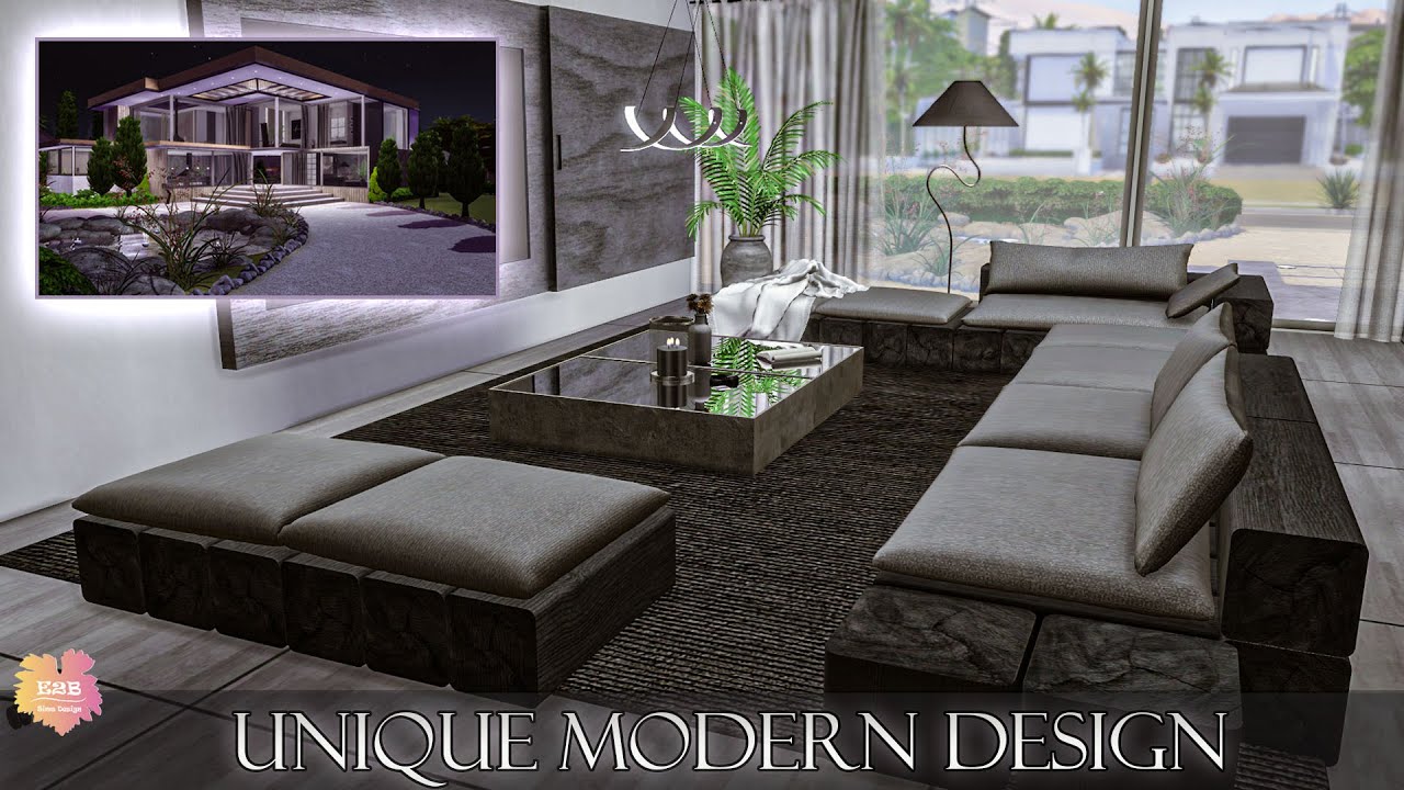 UNIQUE MODERN DESIGN (3bed + 4bath) | Sims 4 CC Speed Build | DOWNLOAD ...
