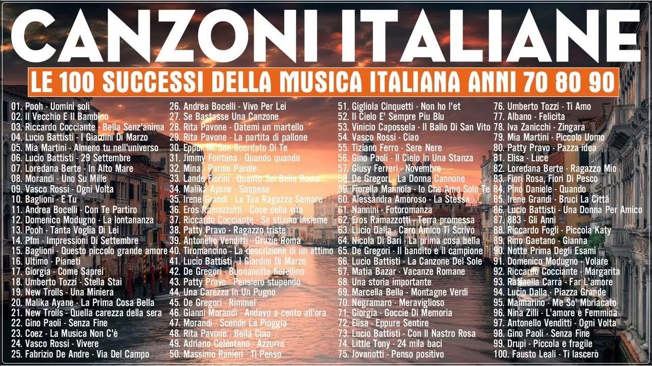 Le 100 Successi Della Musica Italiana anni 70 80 90 - Le più belle canzoni Italiane di tutti i ...