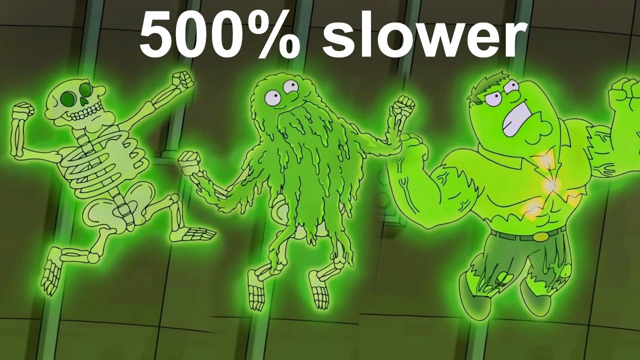 Family Guy - Peter & Homer radioactive transformation 500% slower - YouTube