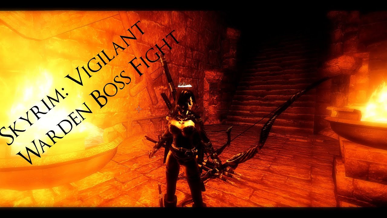 Skyrim VIGILANT Mod Warden Boss Fight - YouTube