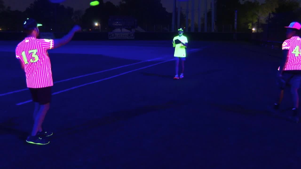 Playball under the blacklight. Cosmic Baseball comes to Virginia! - YouTube