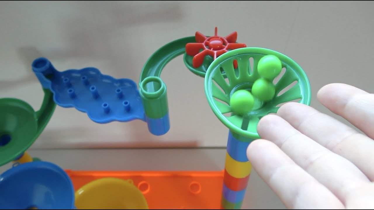 Colorful Ball Marble Run [Kumikumi Slope] # 16 Green Ball Pythagora ...