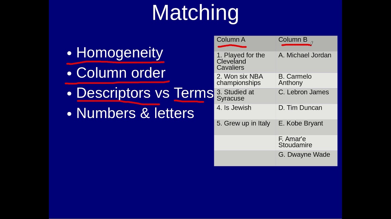 Improving Matching Items - YouTube