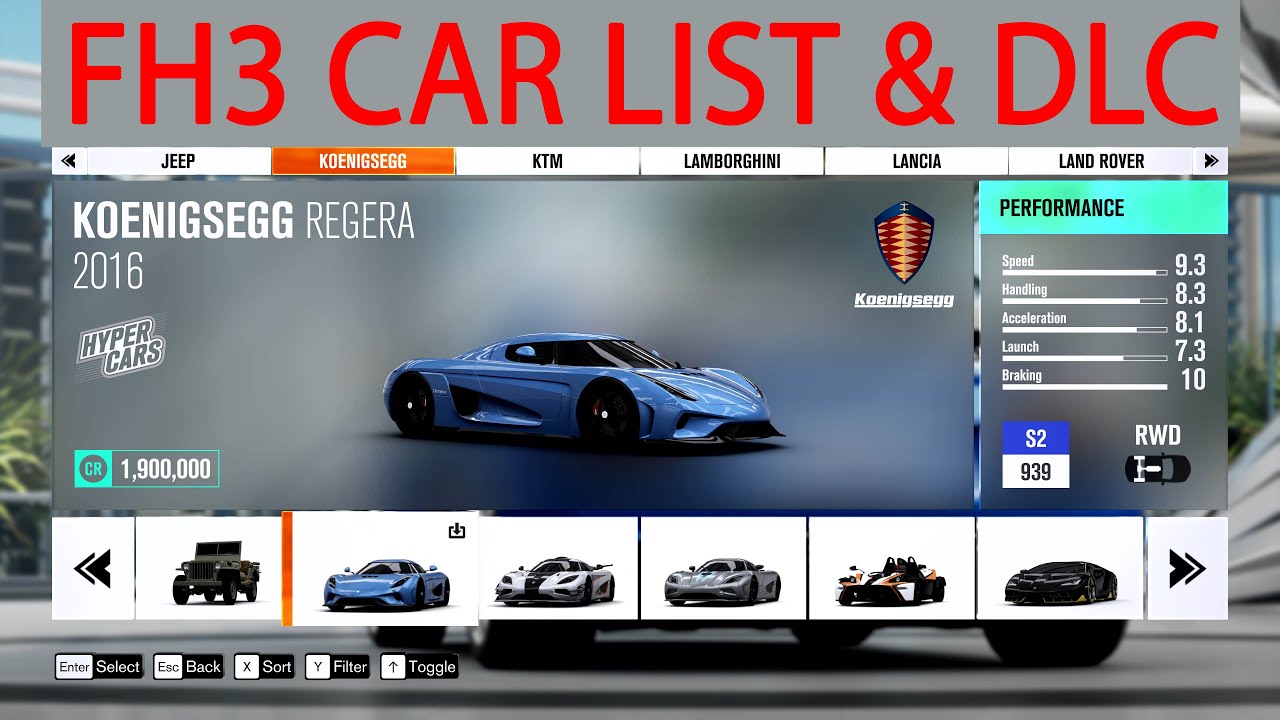 Forza Horizon 3 Ultimate 4K Complete Car List & DLC - YouTube