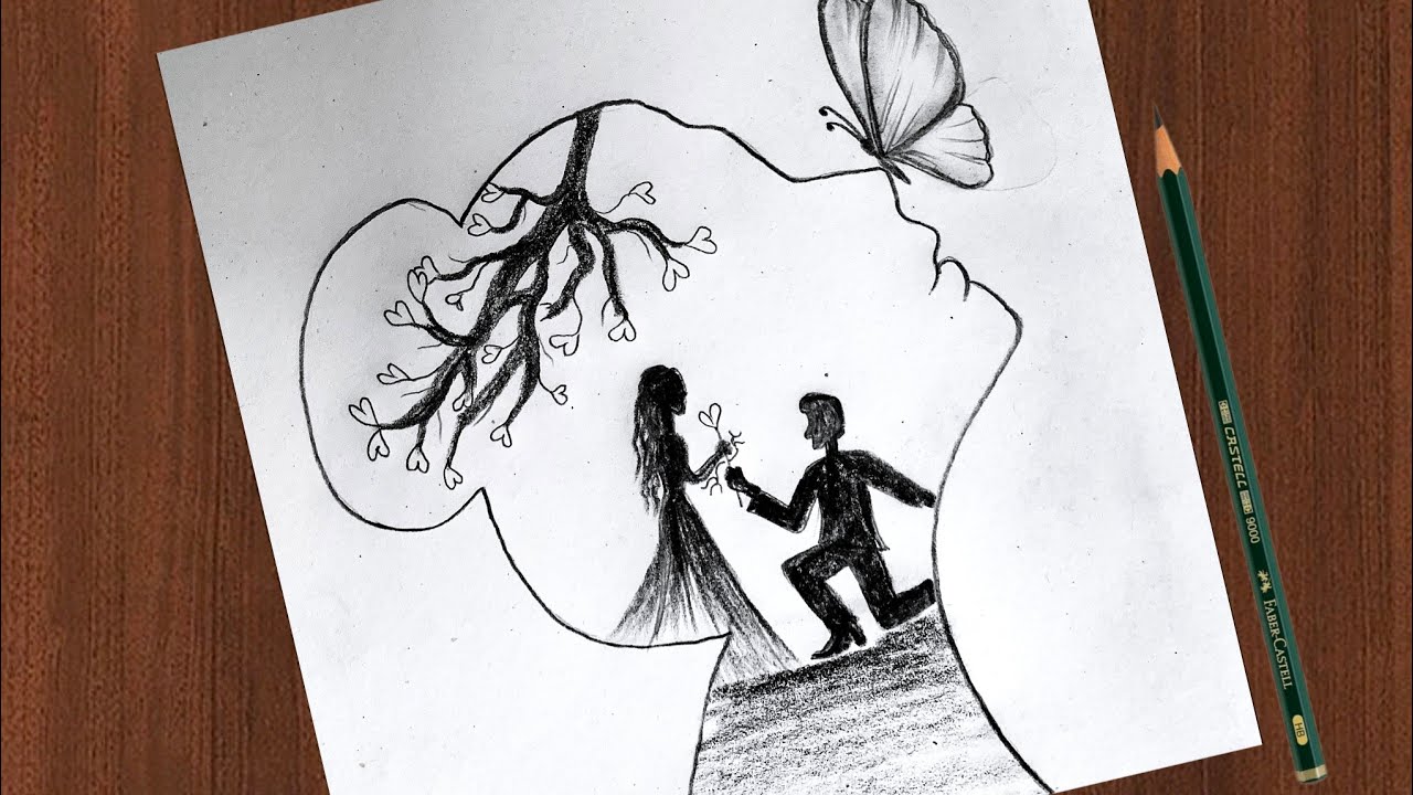 Girl imagination beautiful scene drwaing || Girl imagine art - YouTube