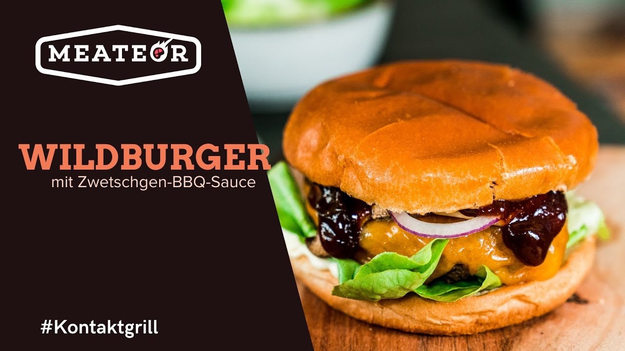 Wildburger mit Zwetschgen-BBQ Sauce | ein Rezept vom Meateor Kontaktgrill - YouTube