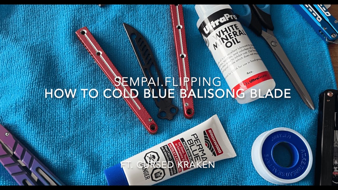 How to Cold Blue Balisong Butterfly Knife blade ft. Cursed Kraken - YouTube