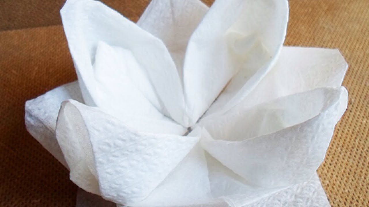Make a Pretty Napkin Origami Waterlily - Crafts - Guidecentral - YouTube