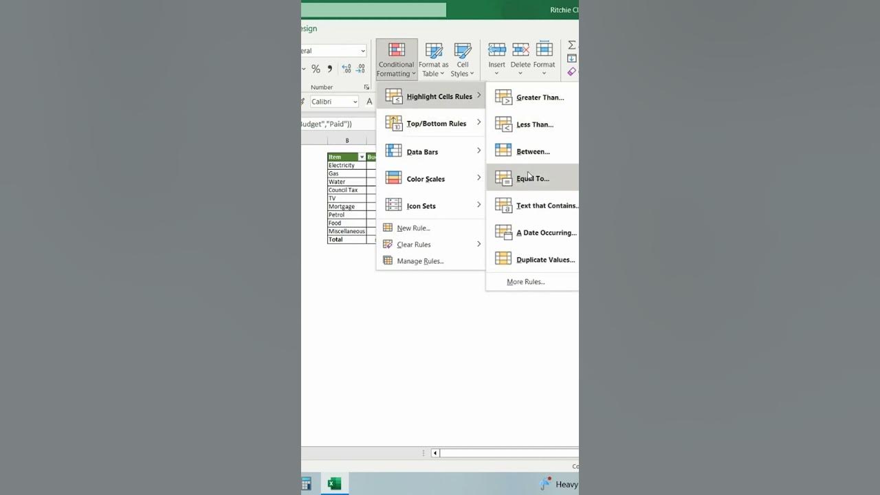 Conditional Formatting on Excel Budget Spreadsheet | Advance Excel ...