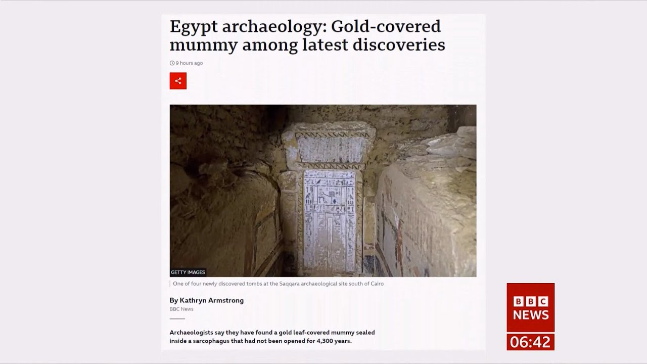 Gold leaf covered mummy (Egypt) + Maria, oldest tweeter aged 115 ...