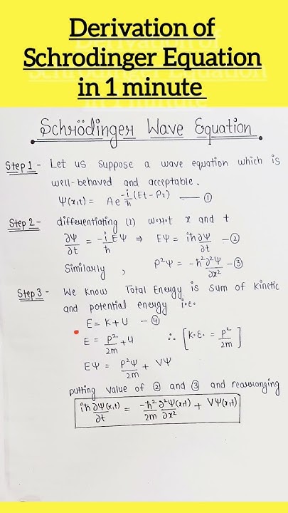 How to derive Schrodinger wave equation in 1 minute | Time dependent ...
