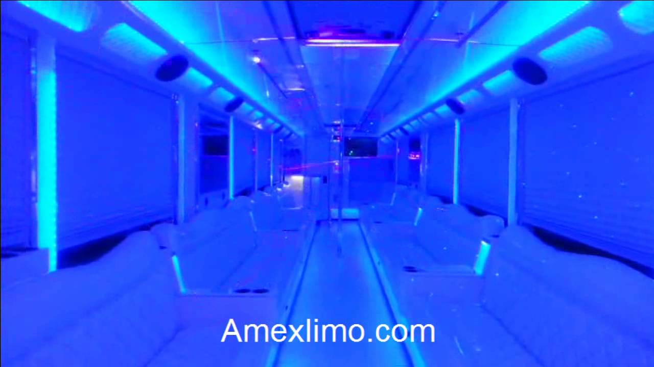 Amex Exclusive All White 50 Passenger Party Bus - YouTube