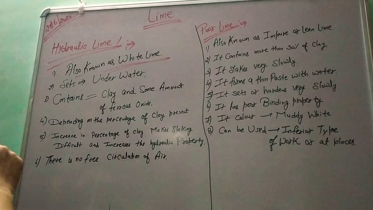 Hydraulic Lime|| Poor Lime || Classification Of lime || Lime || Building Material and ...