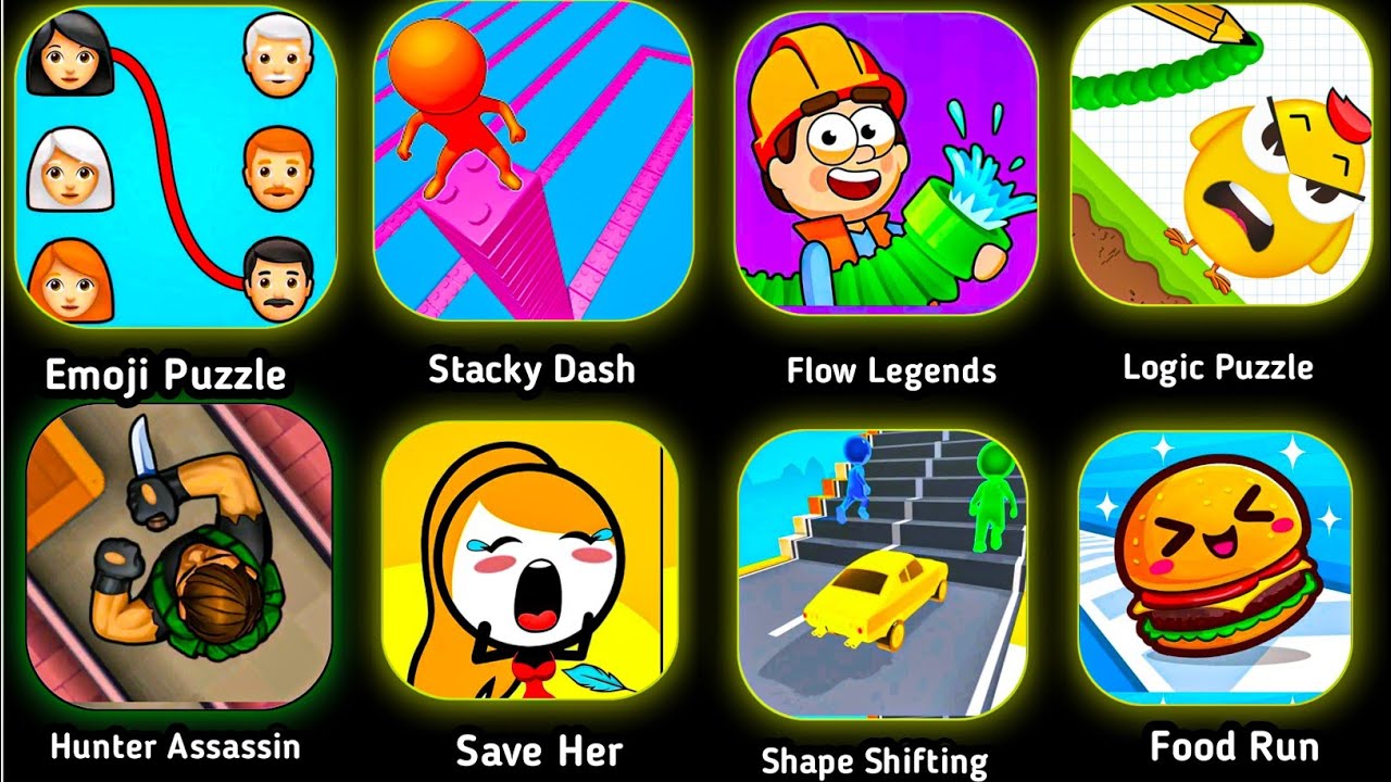 Emoji Puzzle, Stacky Dash,Flow Legends, Logic Puzzle, Hunter Assassin,Save Her, Shape Shifting ...