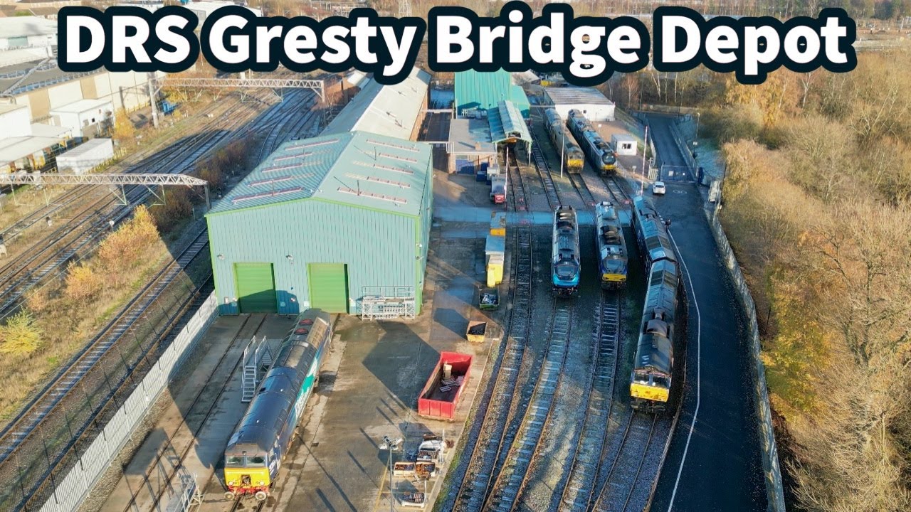 AERIAL VIEWS of DRS Gresty Bridge Depot in Crewe - YouTube