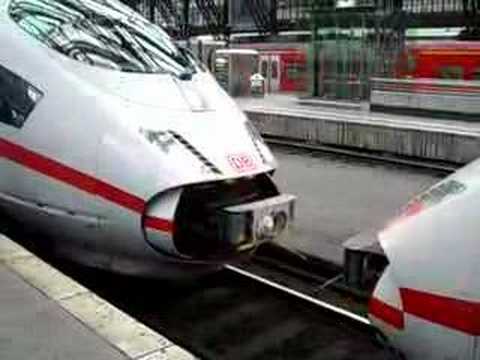 German ICE 3 Highspeed Train coppling together - YouTube