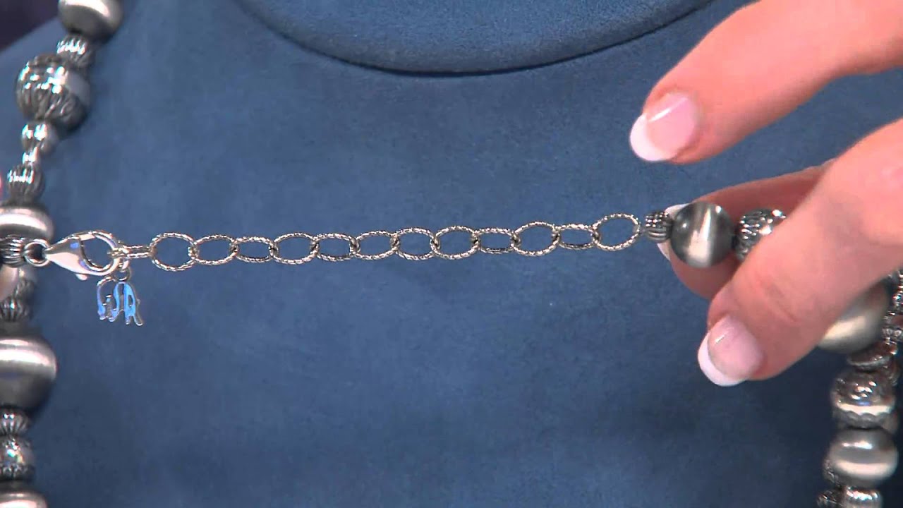 Sterling Silver Stamped Bead 21" Necklace by American West with Mary ...