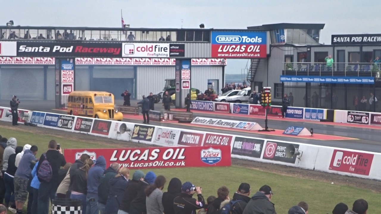 Jet School Bus at at Santa Pod Raceway! - YouTube