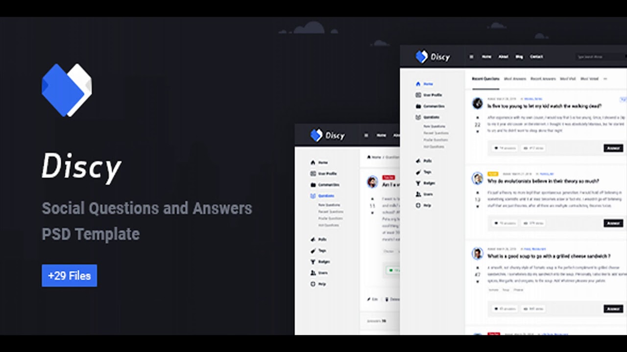 Discy - Social Questions & Answers PSD Template | Themeforest Website ...