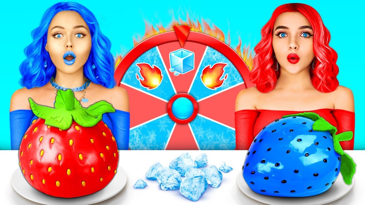 Hot vs Cold Food Challenge | Red Fire vs Blue Icy Sweets Battle by Mega ...