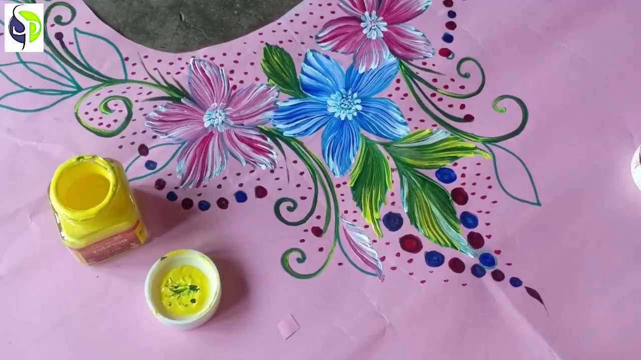 Hand painting kurti design - YouTube