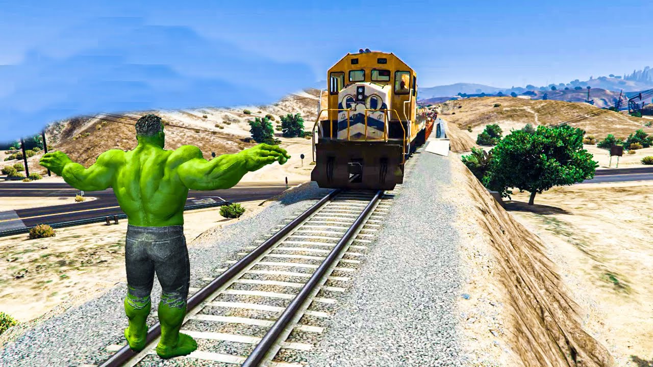 GTA V : GREEN HULK, RED HULK, BLUE HULK VS TRAIN CHALLENGE IN GTA 5 ...
