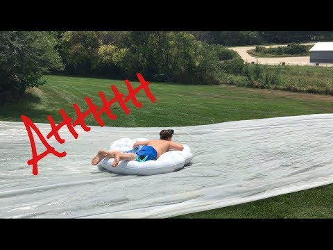 Testing out pool floaties down the water slide!! - YouTube