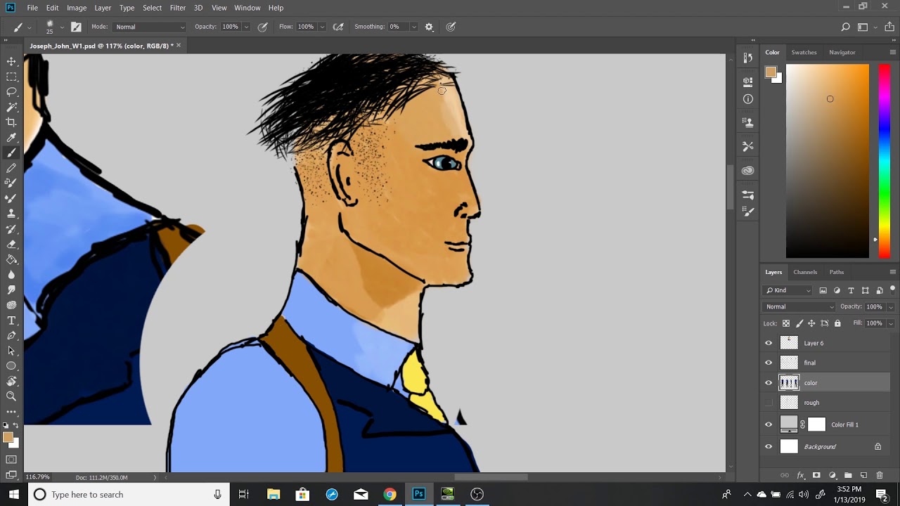 Shading and Coloring a concept character sheet - YouTube
