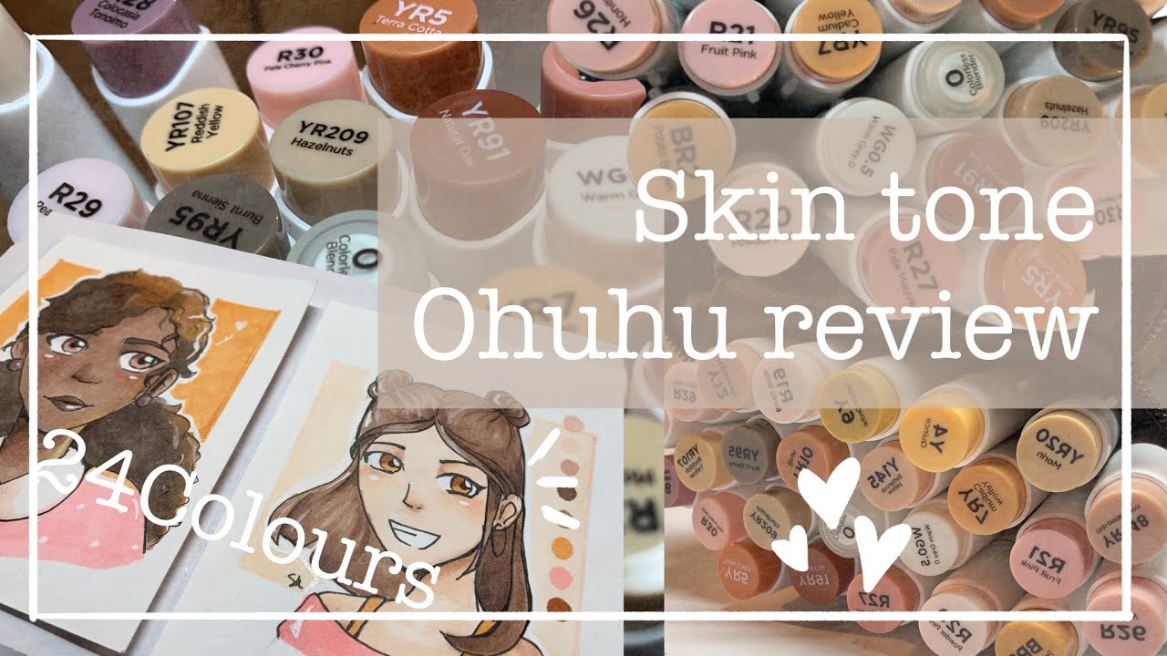 24 Ohuhu Skin Tone Marker Review!! Brush and Fine Tip - YouTube