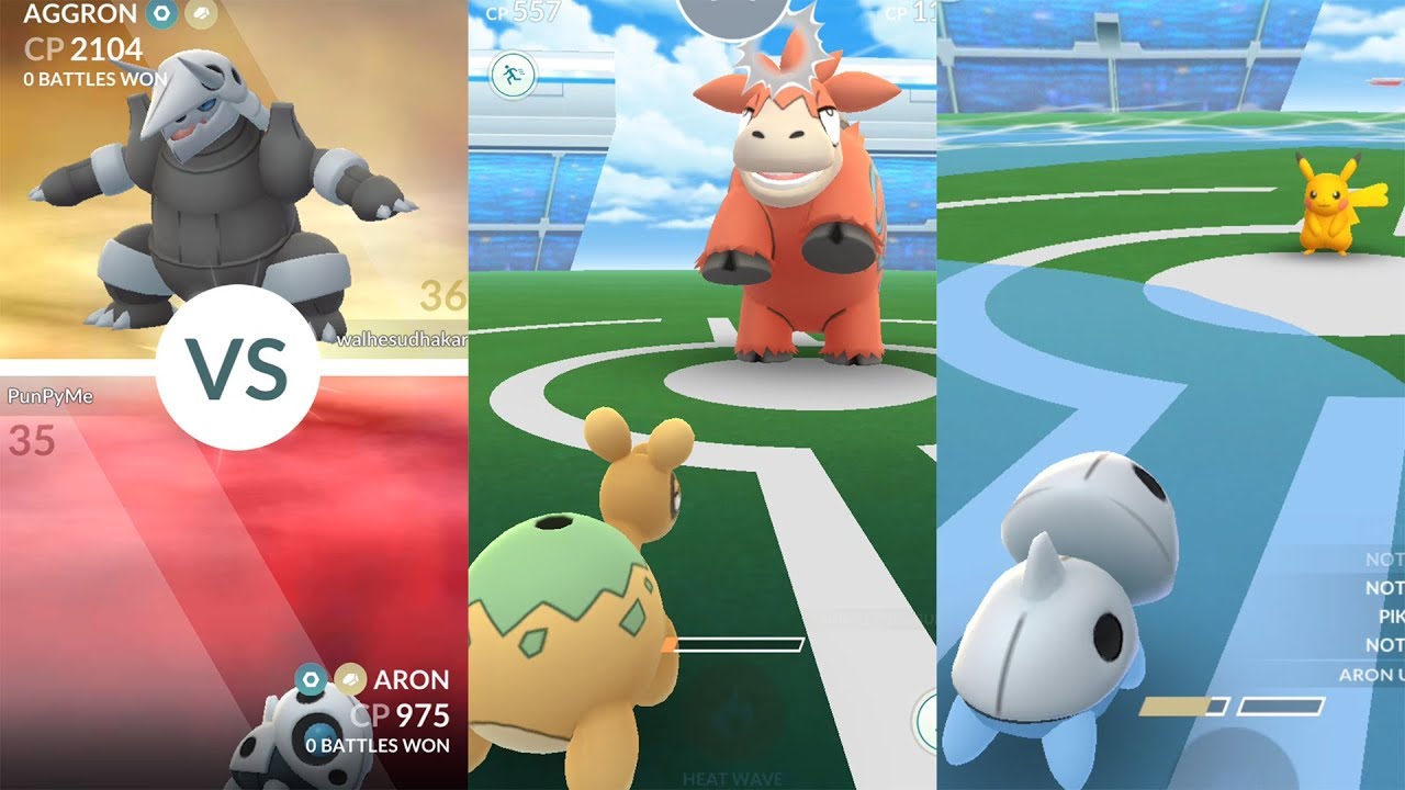 Pokémon Go Gym Battle Gen 3: Aron, Numel, Pikachu vs Aggron & Camerupt ...