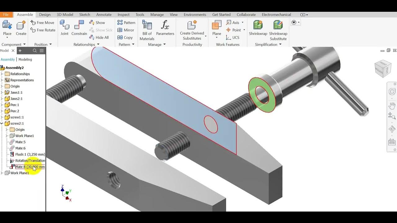 Clamp Assembly Inventor Tutorial - YouTube