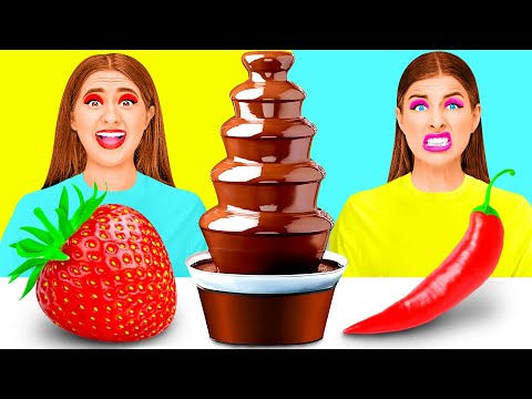 Chocolate Fountain Fondue Challenge | Crazy Challenge by Happy Funny