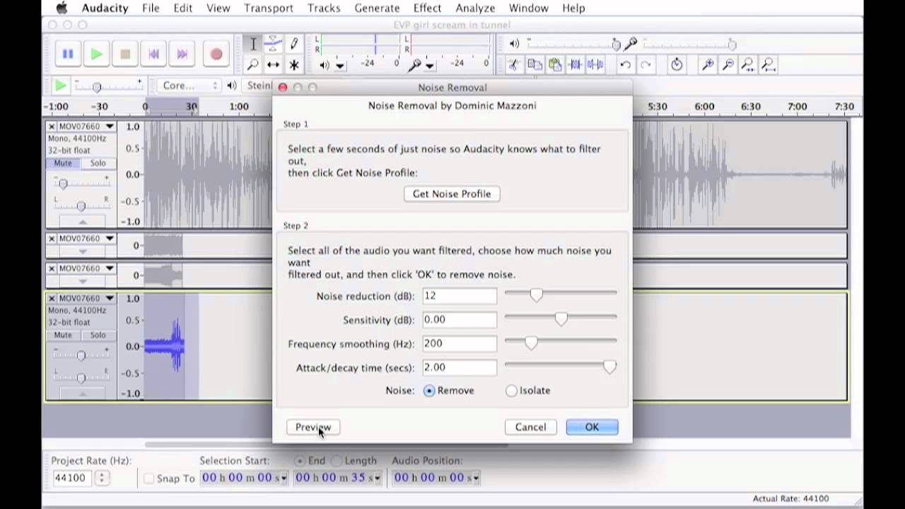 how to clean up an EVP with Audacity - Free software - YouTube