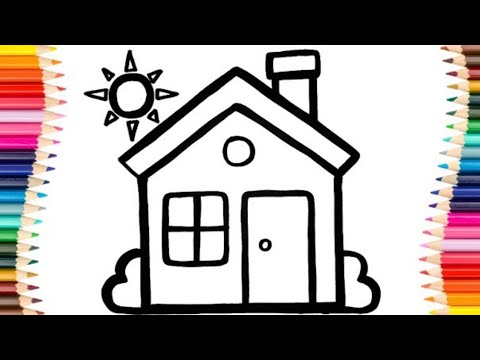 Home Sweet home🏡 Drawing Colouring for Kids| How to Dras Easy House ...