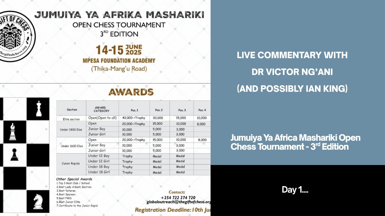 DAY 1 CHESS - LIVE COMMENTARY - 3RD EDITION, JUMUIYA AFRICA MASHARIKI ...
