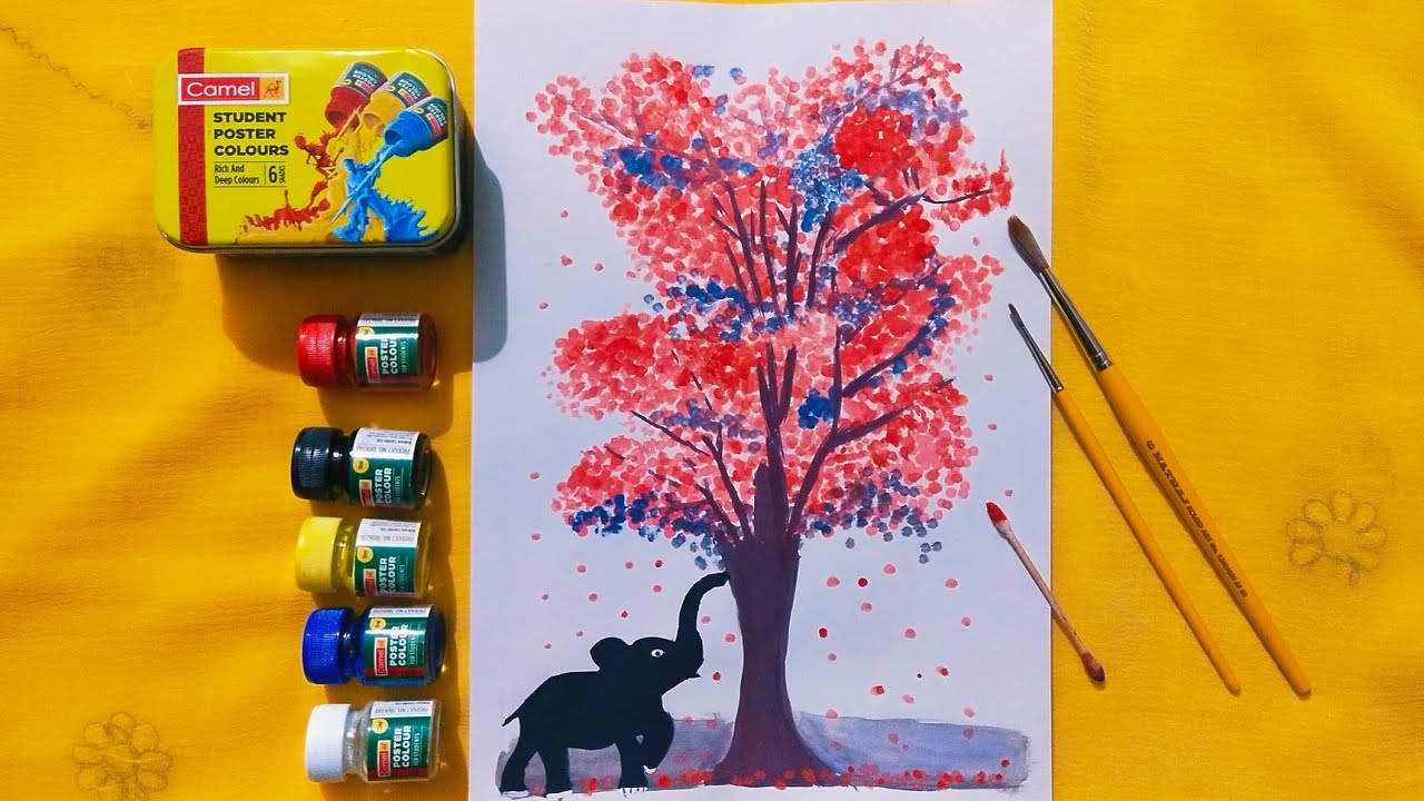 Simple Postor Colour Drawing | Poster Colour Drawing for Beginners ...