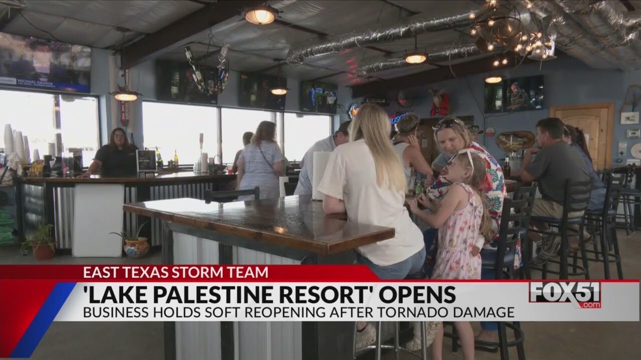 Lake Palestine Resort reopens after tornado damage - YouTube