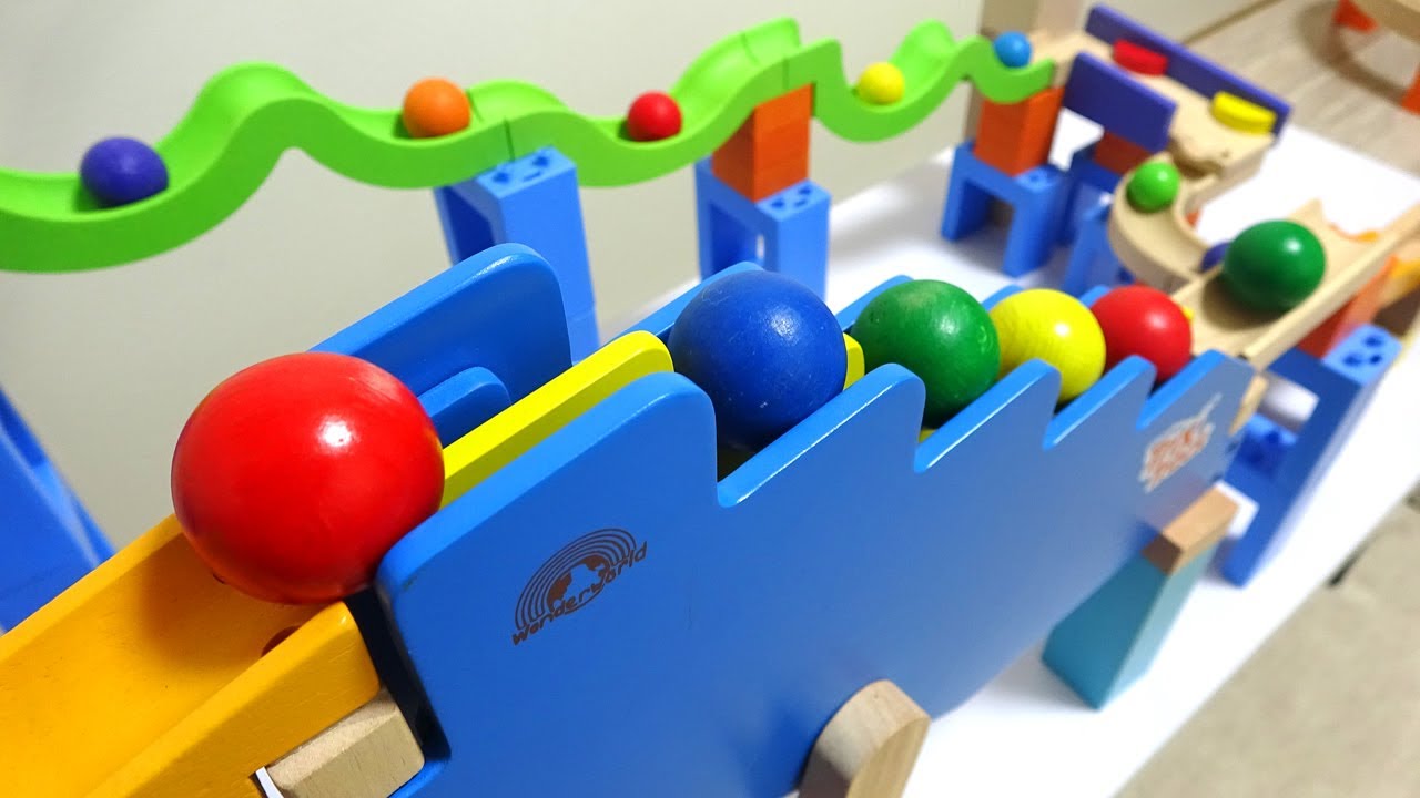 Marble run ♡ TrixTrack hand-cranked stairs & wooden rail mix course ...