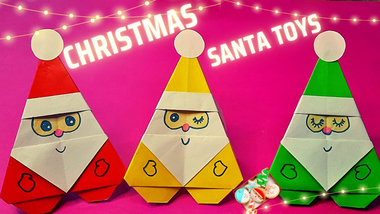 How to make origami SANTA TOY NO GLUE[origami Christmas toy] - YouTube