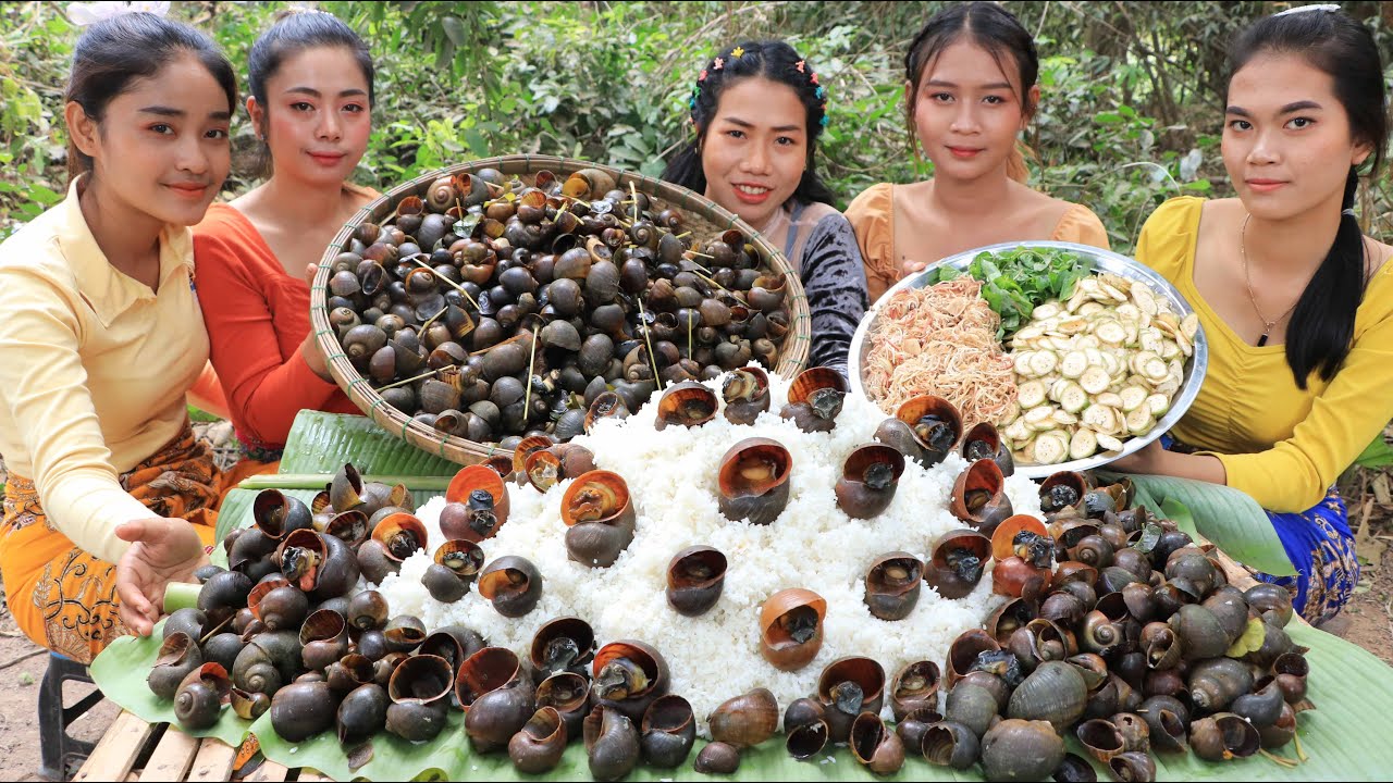 Cooking snail boiled with shrimp paste sauce recipe - Amazing video ...